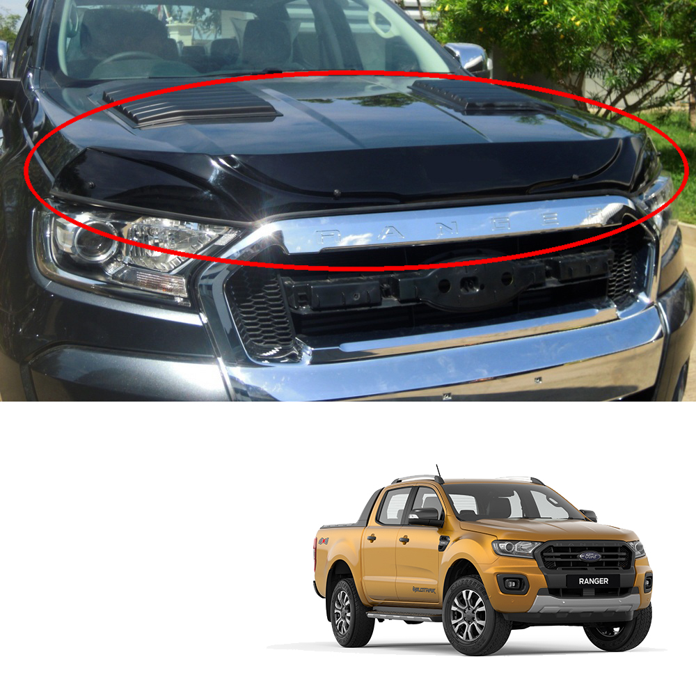 Black Front Bug Guard Shield Hood Protect Fits Ford Ranger Pickup 2018 ...