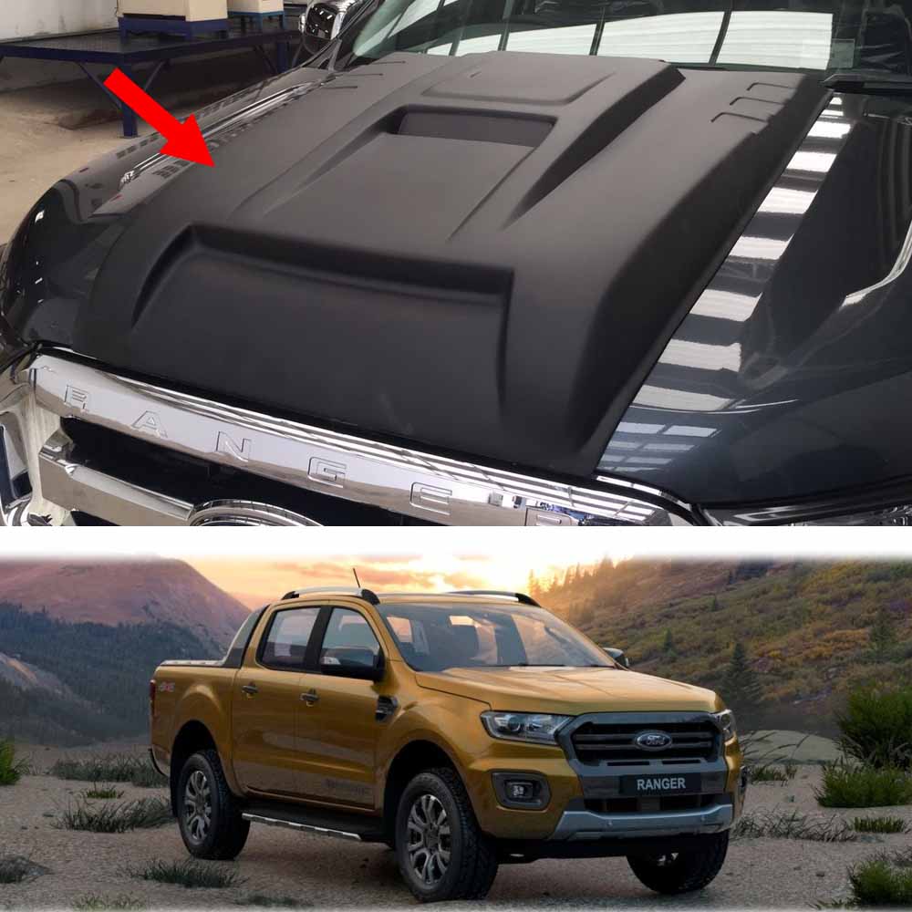 Matte Black Bonnet Hood Scoop Vent Cover V4 Fits Ford New Ranger ...