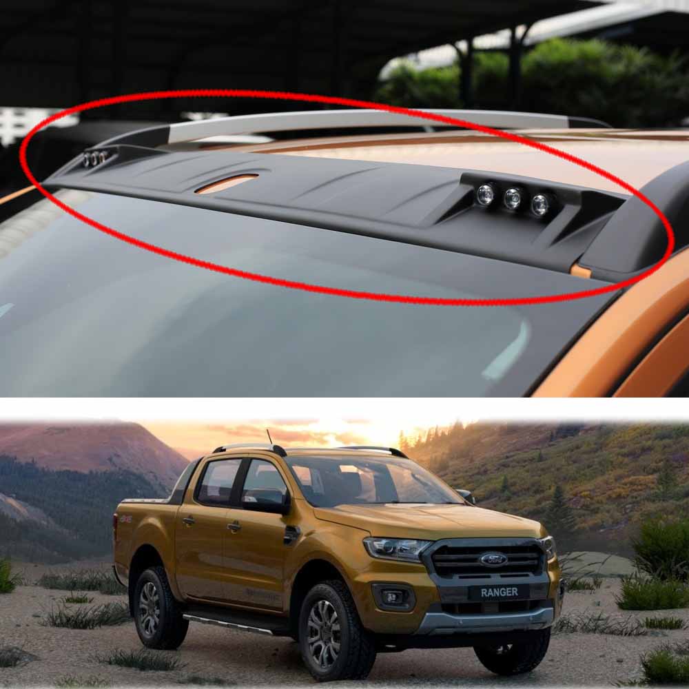 Matte Black LEDs Front Roof Spoiler Cover Fits Ford New Ranger Wildtrak ...