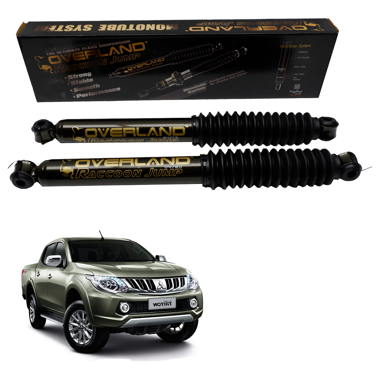 For Mitsubishi L200 Triton 15 18 Rear Overland Gas Oil Lift 2" Struts ...