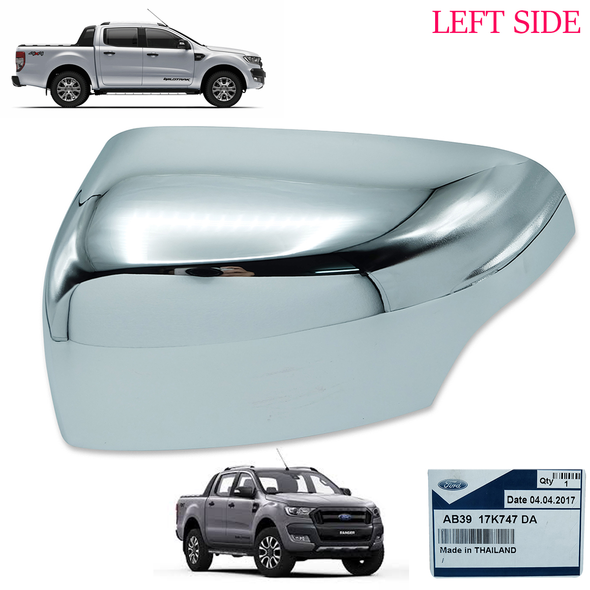 Wing Side Mirror Cover Chrome aucune Lumière LH Véritable Pour Ford ...