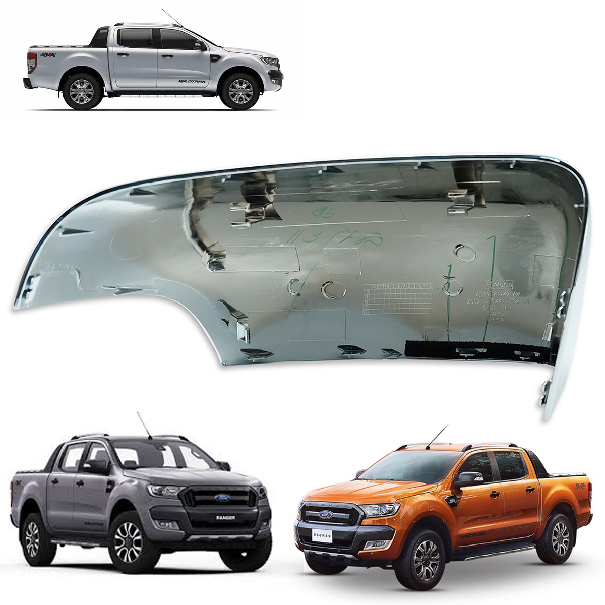 Wing Side Mirror Cover Chrome No Light LH Genuine For Ford Ranger T6 ...