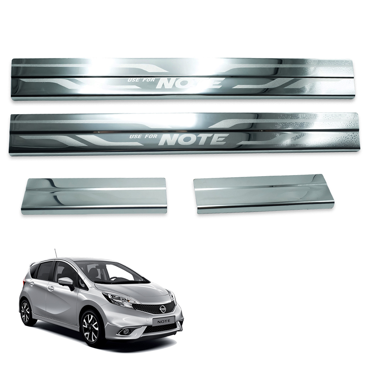 Door Sill Scuff Plate Stainless Steel Trim 4 Pc For Nissan Note Mpv ...