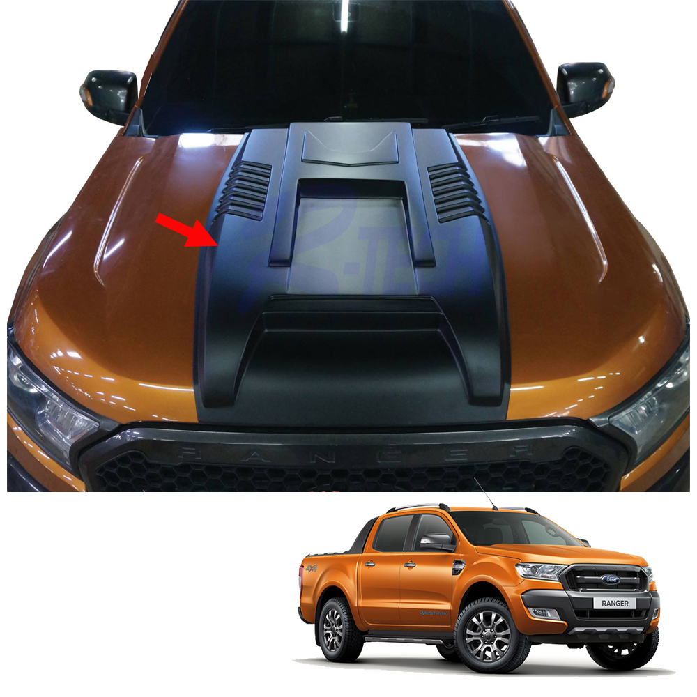 Fits Ford Ranger T7 2015 17 18 Scoop Hood Bonnet Cover V2 Trim Matte ...