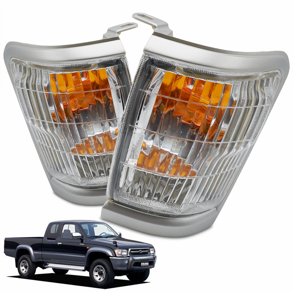 Coppia Luci Angolo Segnale Giro Anteriore Argento Adatta Toyota Hilux Tiger 1997 - 2001
