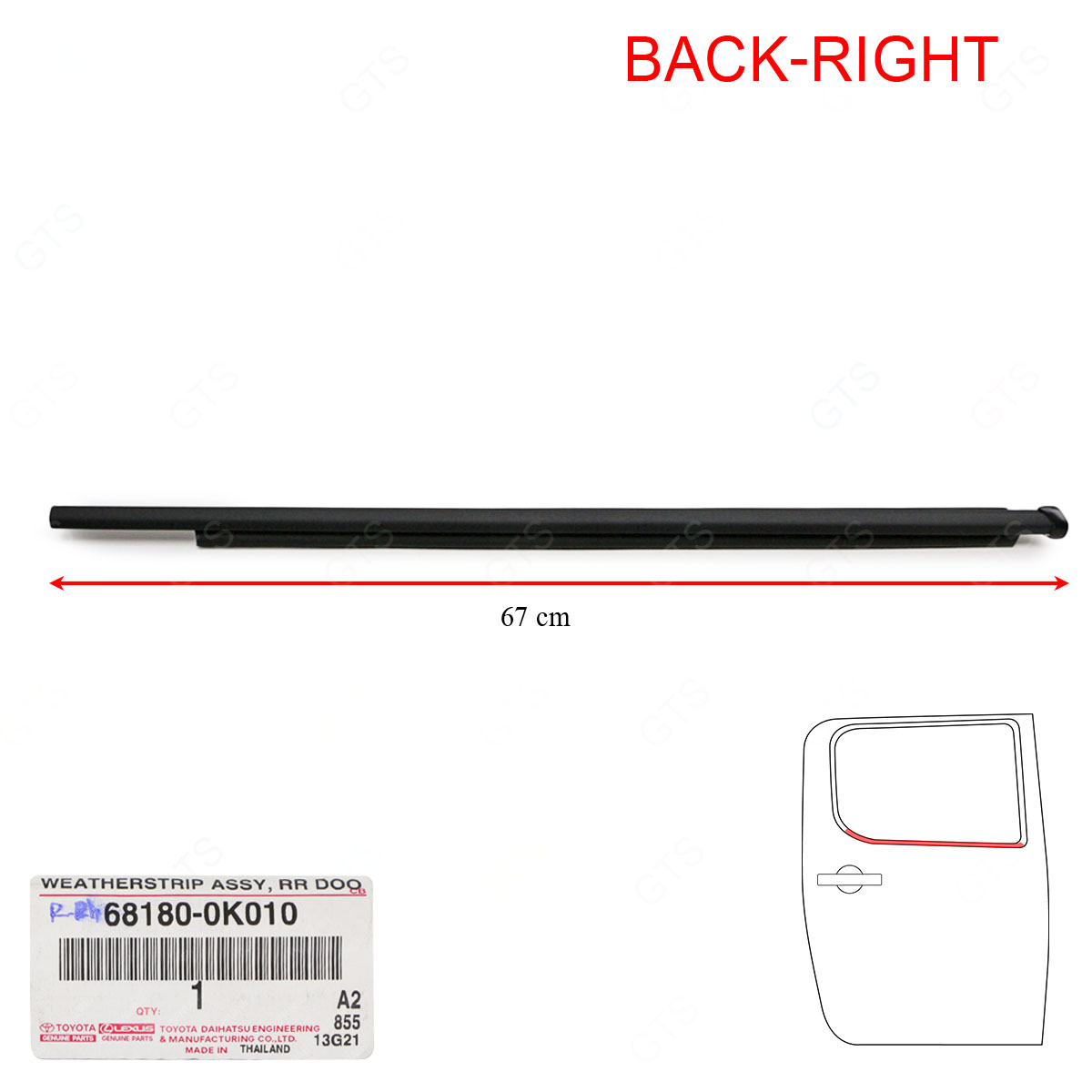 For Toyota Hilux Revo 2015 - '21 Rear Rh Window Seals Door Belt ...
