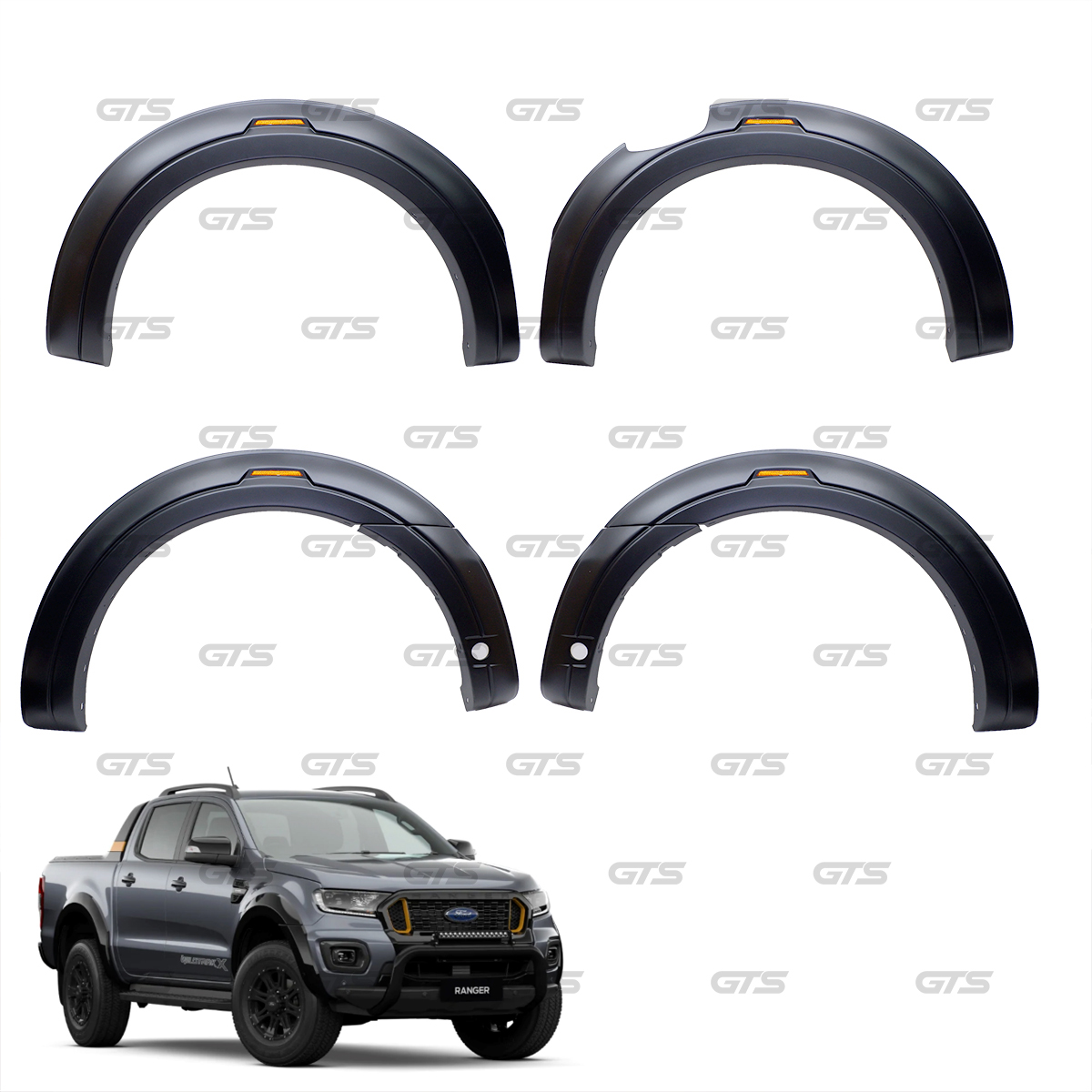 Fits Ford Ranger Wildtrak 2019 22 Sport Fender Flares 6" Matte + Sensor ...