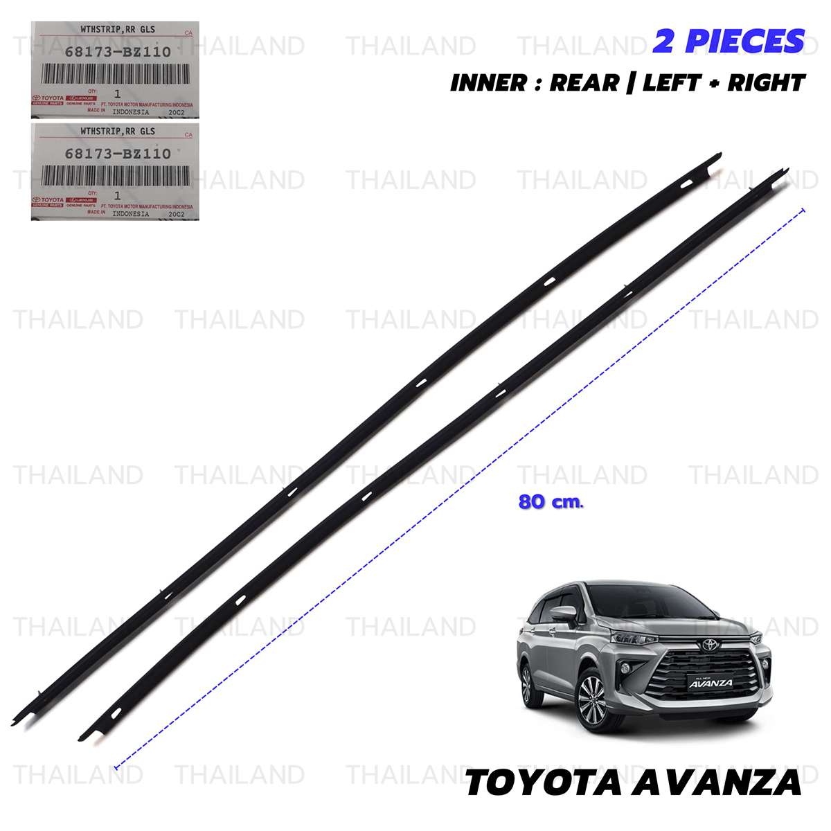 Weatherstrip Rear Lh+Rh Door Glass Inner Fits Toyota Avanza F65 F651 ...