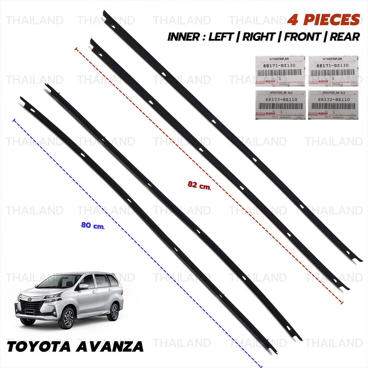 Weatherstrip Front+Rear Door Glass Inner Fits Toyota Avanza F65 F651 ...