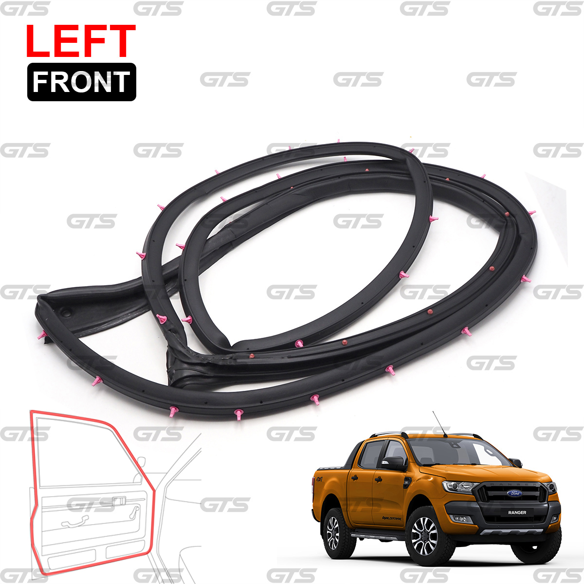 Front Left Door Rubber Seal Weatherstrip Fits Ford Ranger T6 MC XLT ...