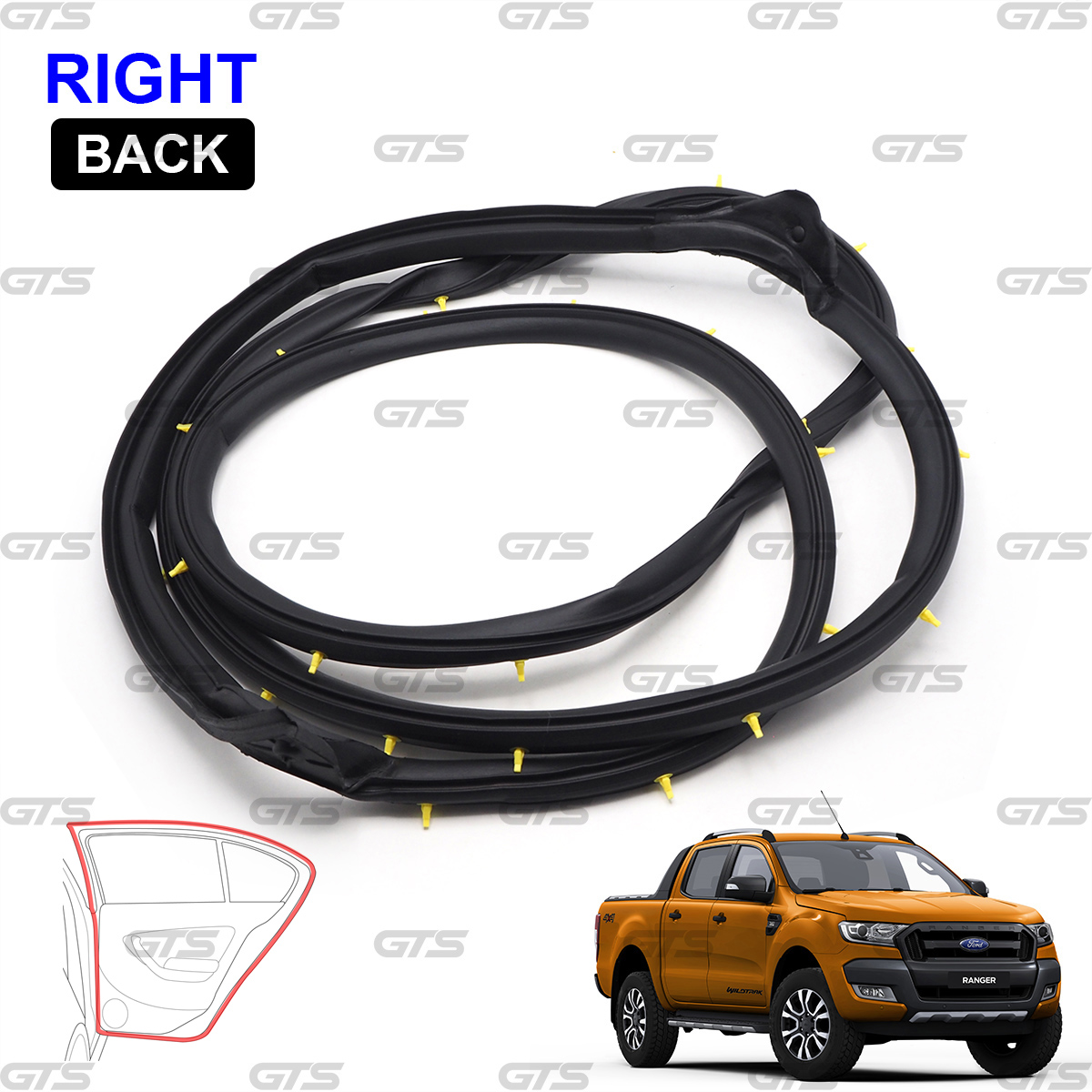 Rear Right Door Rubber Seal Weatherstrip Fits Ford Ranger T6 MC XLT ...