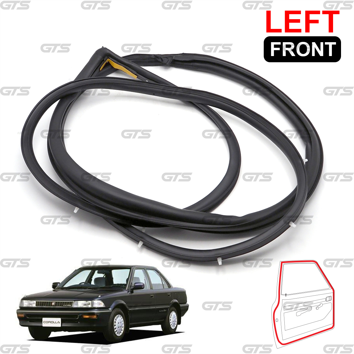Adatto per Toyota Corolla AE92 1987 - 91 Guarnizione in gomma porta anteriore sinistra striscia meteo