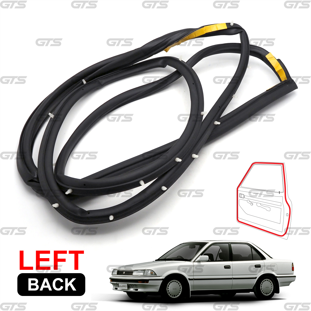 Per Toyota Corolla E90 AE92 1987 - 91 Guarnizione Porta Posteriore Sinistra Gomma Striscia Meteo