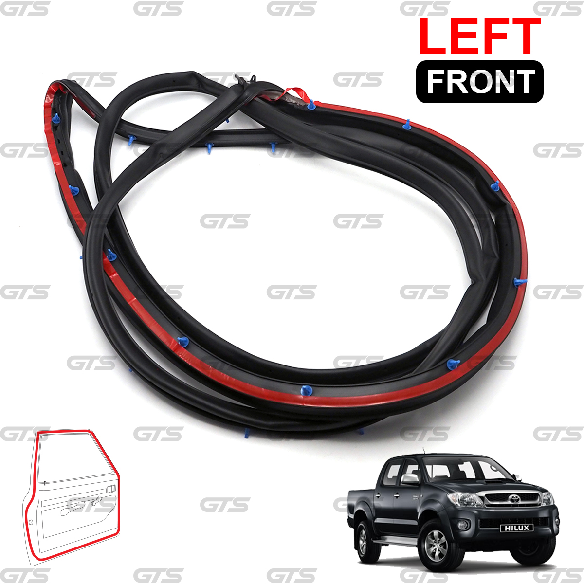 Per Toyota Hilux Vigo 4Dr 2006 - 14 Porta anteriore sinistra guarnizione in gomma striscia meteo