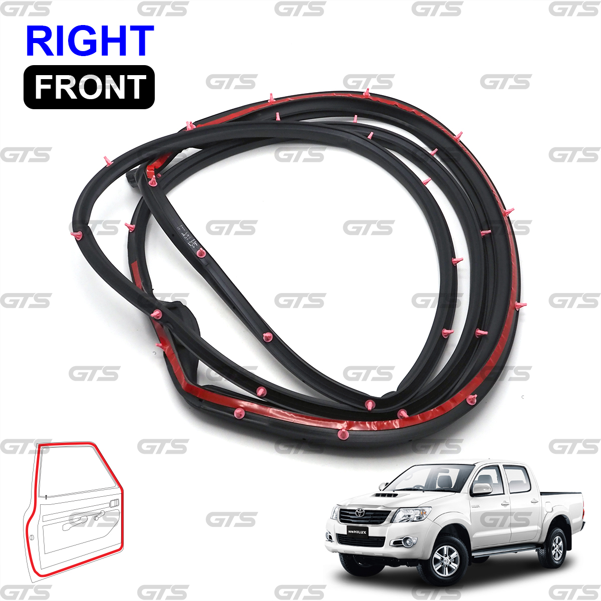 Adatto per Toyota Hilux Vigo 4Dr 2006 - 14 porta anteriore destra guarnizione in gomma striscia meteo