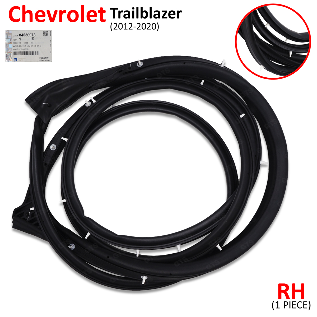 Striscia meteo tenuta porta posteriore destra in gomma per Chevrolet Trailblazer 2012 - 2020