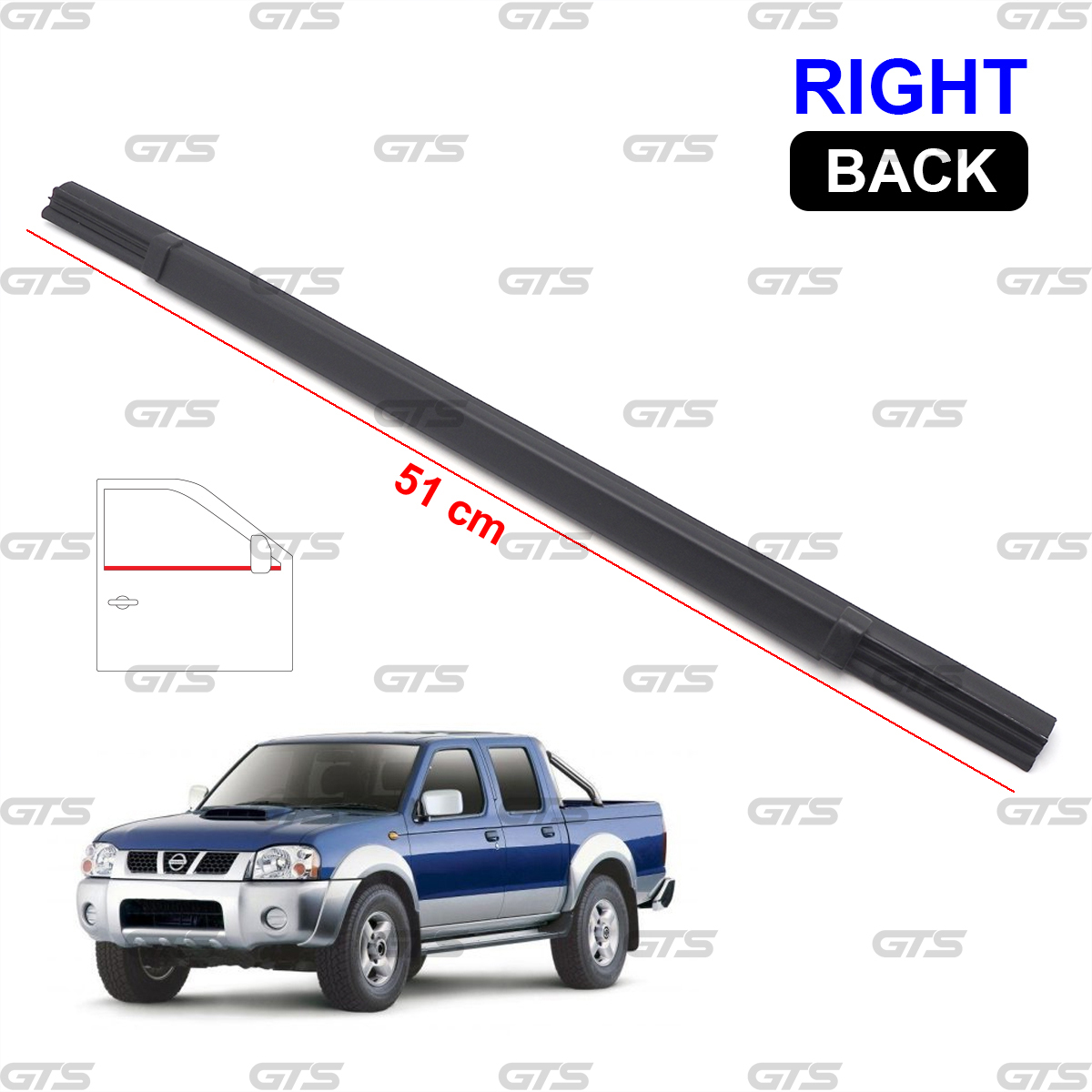 Sigillo Porta Posteriore Esterno Rh Striscia Meteo per Nissan Frontier Cabina Equipaggio 1997 - 2004