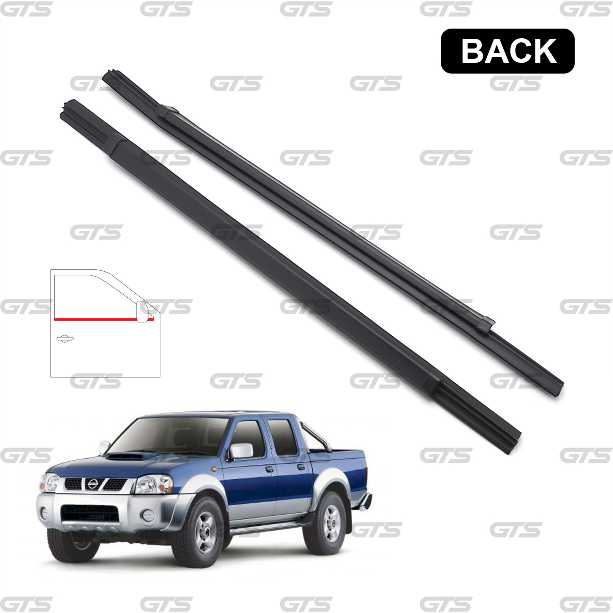 Adatto per Nissan Frontier Cabina Equipaggio 1997 - 04 Esterno Posteriore L+R Guarnizione Porta Meteo