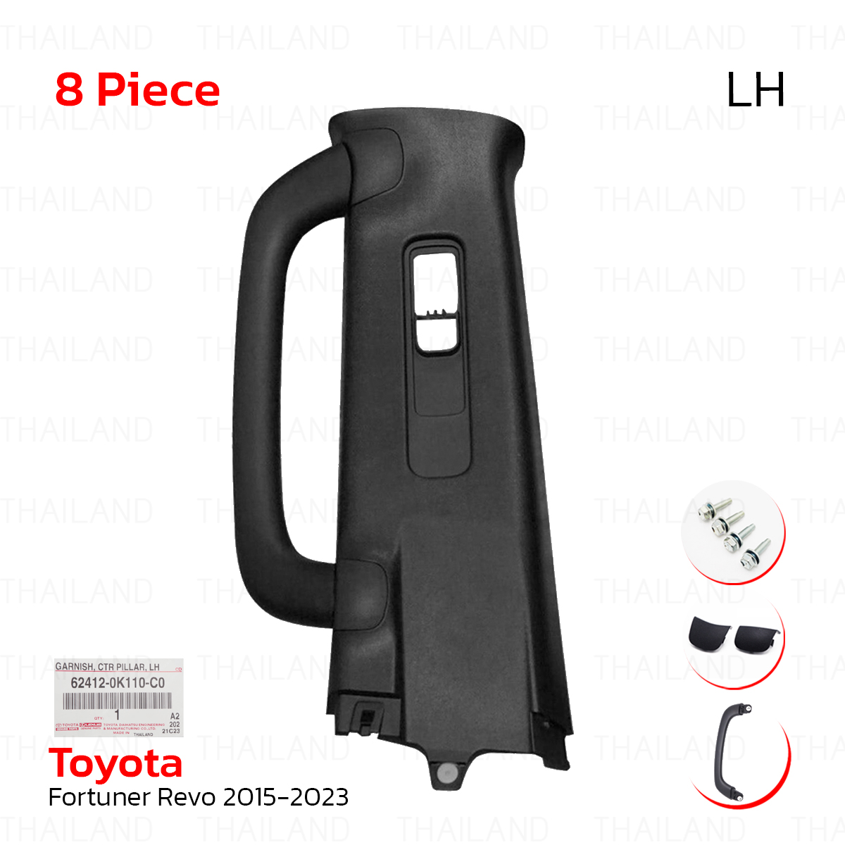 Impugnatura pilastro assistenza guarnizione LH nera per Toyota Hilux Revo 2015 - 2023